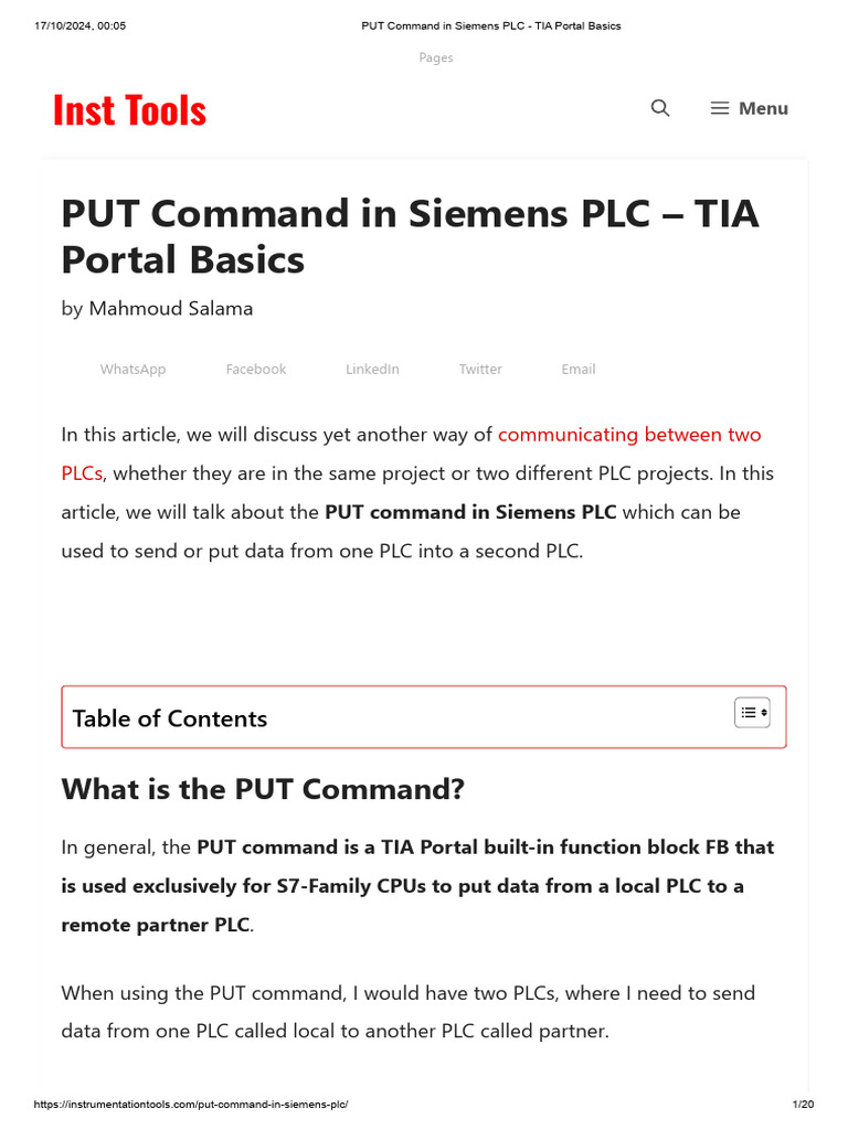 Put Command In Siemens Plc Tia Portal Basics Pdf Programmable Logic Controller Computing