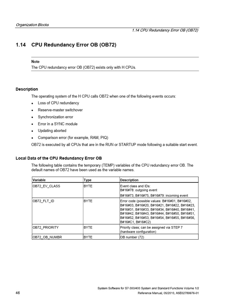 System and Standard Functions - OB 72 | PDF | Operating System | Central Processing Unit