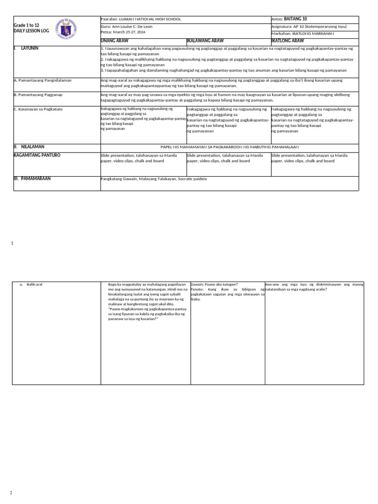 Q3 DLL Ap10 WK8 | PDF