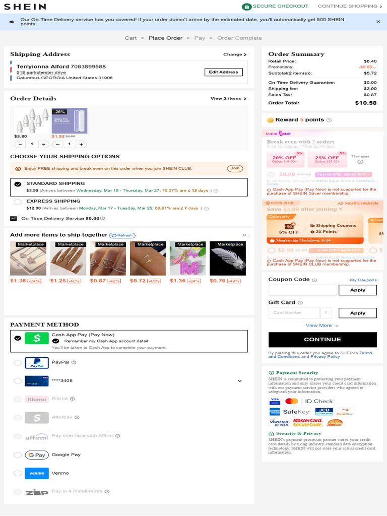 SHEIN Secure Checkout Process Guide | PDF | Payments | Credit Card