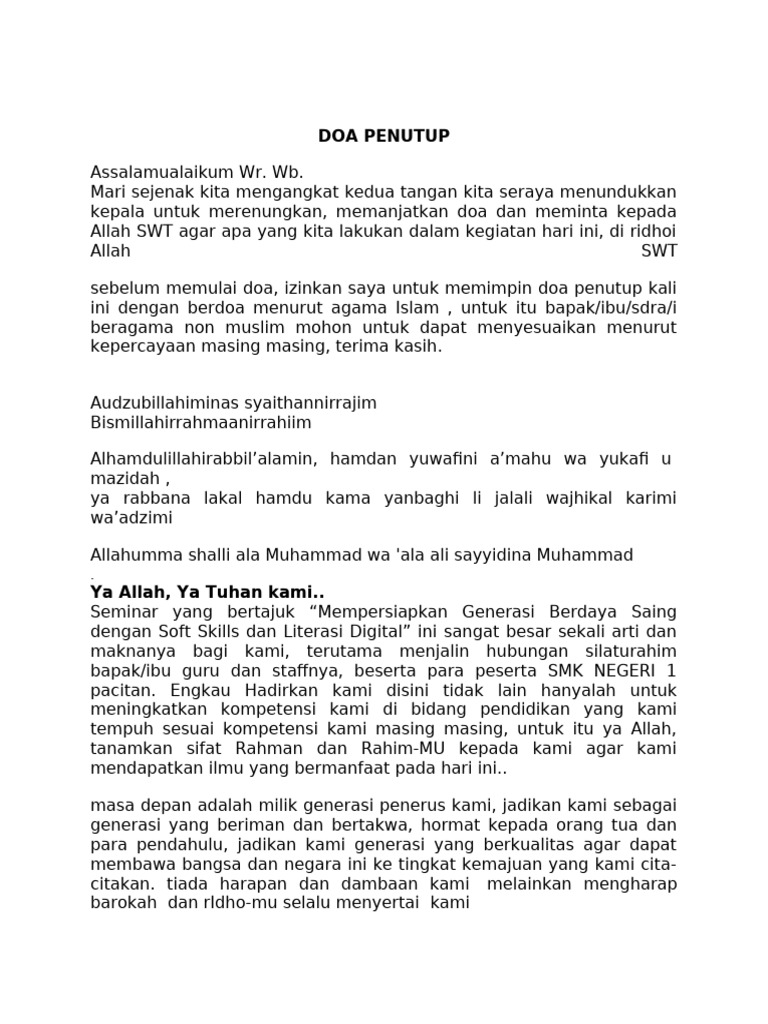 Doa Penutup Acara Seminar | PDF
