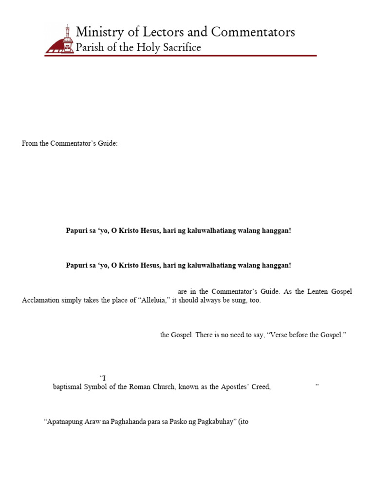 Additional Reminders Lent 2025 | PDF | Lent | Catholic Liturgy