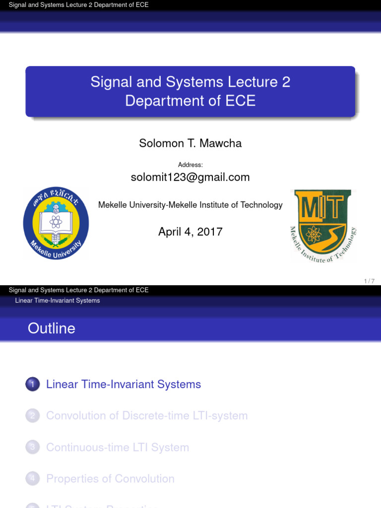 Signal and Systems Lecture 2 | PDF | Control Theory | Digital Signal Processing