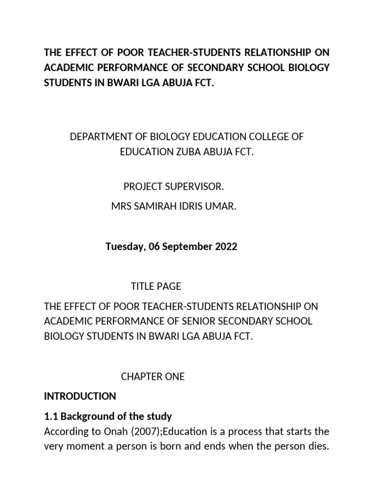The Effect of Poor Teacher | PDF | Teachers | Survey Methodology