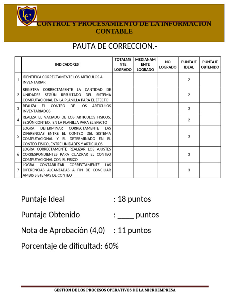Pauta de Cotejo | PDF