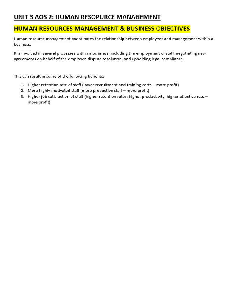 GNLC Year 12 Business Management Unit 3 Aos 2 Study Notes | PDF ...