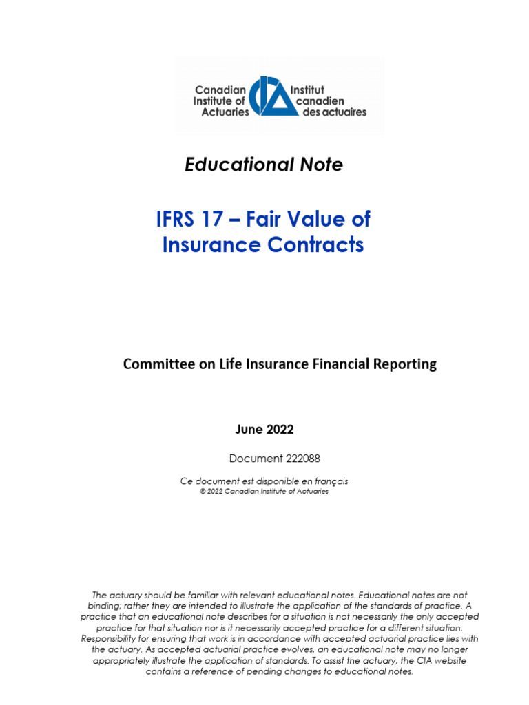 IFRS 17 - Fair Value of Insurance Contracts: Educational Note | PDF ...