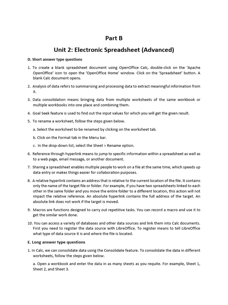 Electronic Spreadsheet (Advanced) | PDF | Spreadsheet | Hyperlink