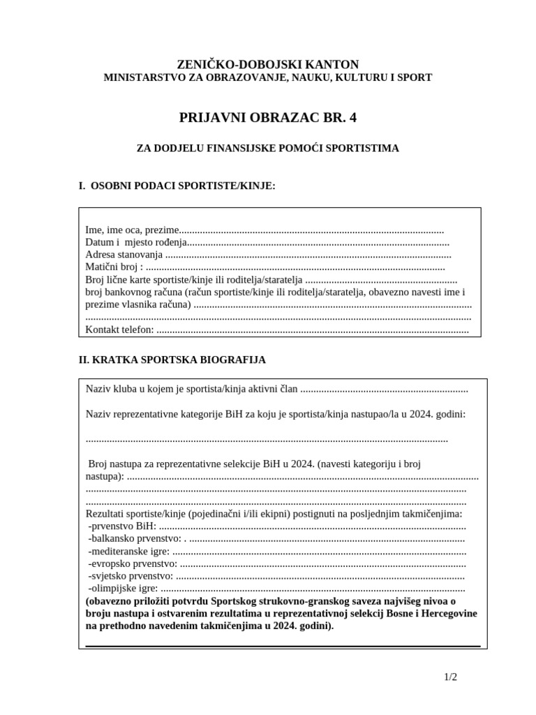 Prijavni Obrazac BR 4 Za 2025 | PDF