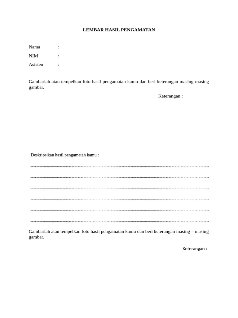 LEMBAR HASIL PENGAMATAN | PDF