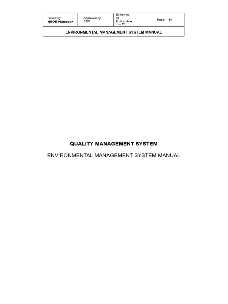 10 - Enviromental Management Manual | PDF | Risk | Environmental Policy