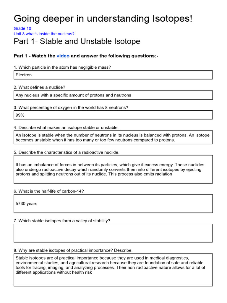Stable and Unstable Isotope | PDF | Isotope | Mass Spectrometry