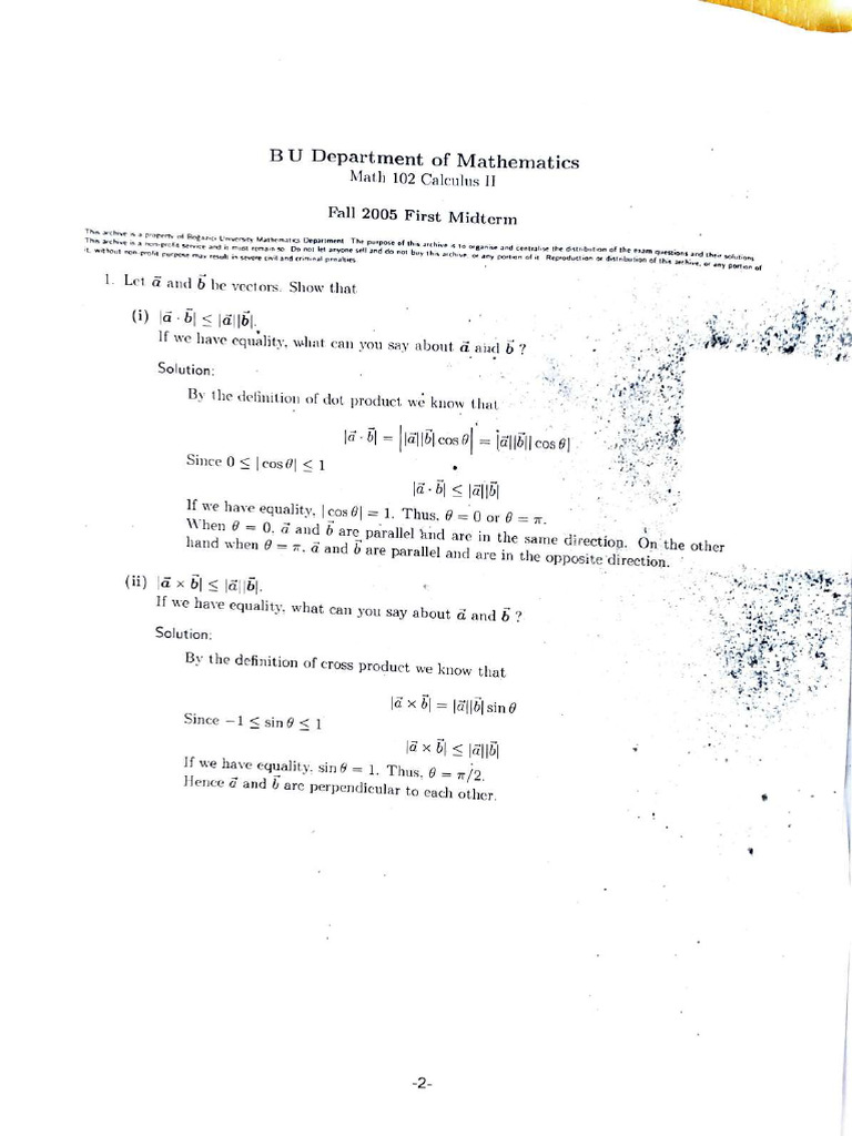 Math102 mt1 - Compressed | PDF