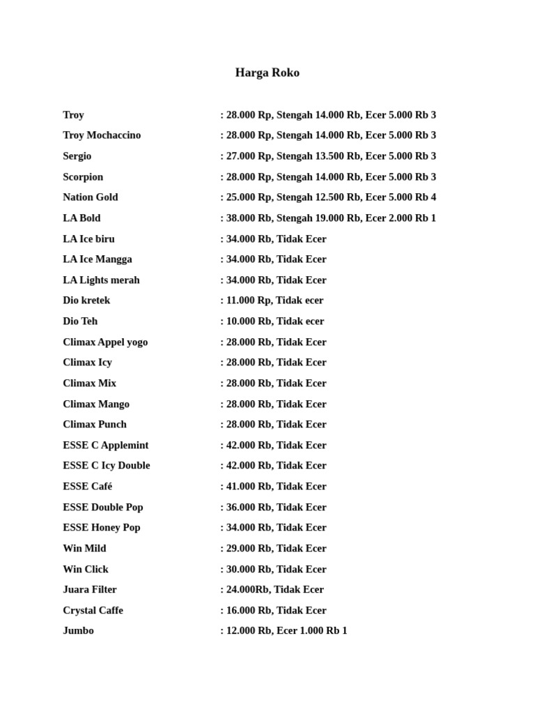 Harga Roko | PDF