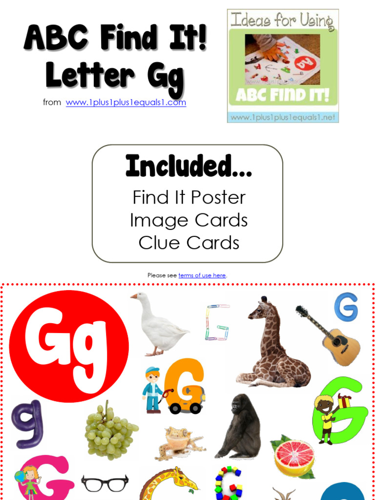 Letter Gg Find It Activities | PDF