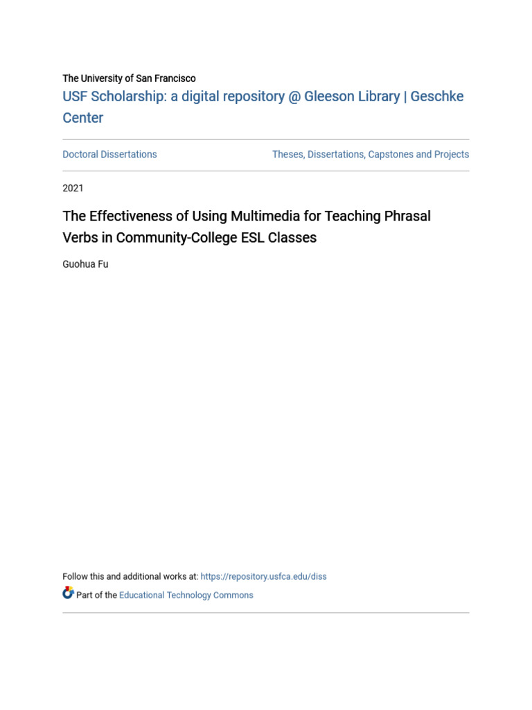 The Effectiveness of Using Multimedia For Teaching Phrasal Verbs | PDF | English As A Second Or ...