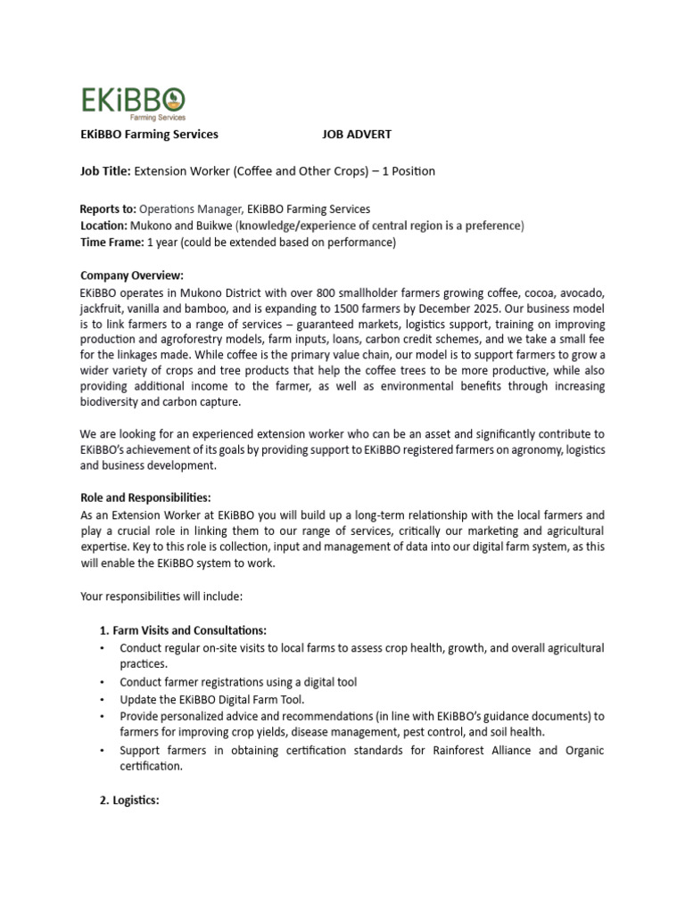 Extension Officer Application | PDF | Agriculture | Organic Farming