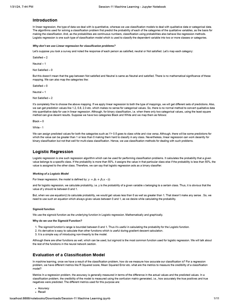 Session-11 Machine Learning - Jupyter Notebook | PDF | Receiver Operating Characteristic ...