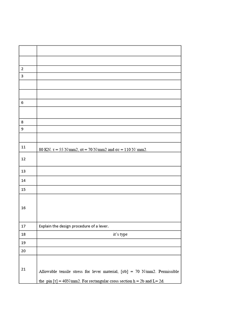 Dme Question Bank For Mid Sem 25 - 250304 - 153815 | PDF | Lever | Stress (Mechanics)