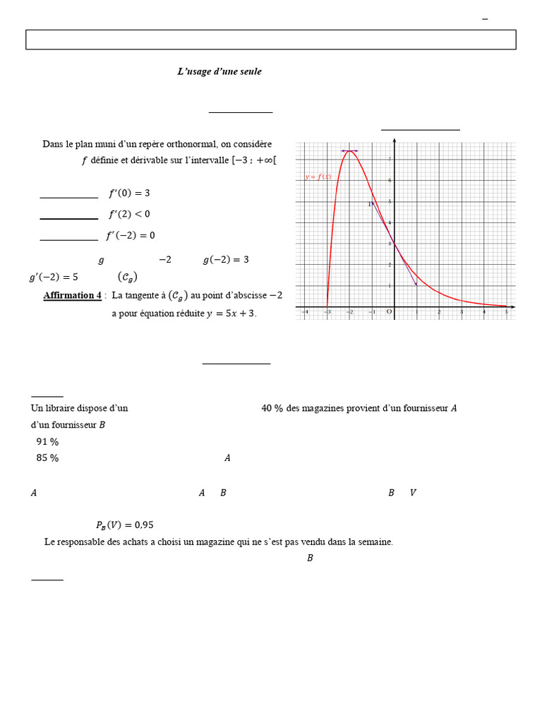 Contrôle de Maths : Exercices Diversifiés | PDF | Mathématiques ...