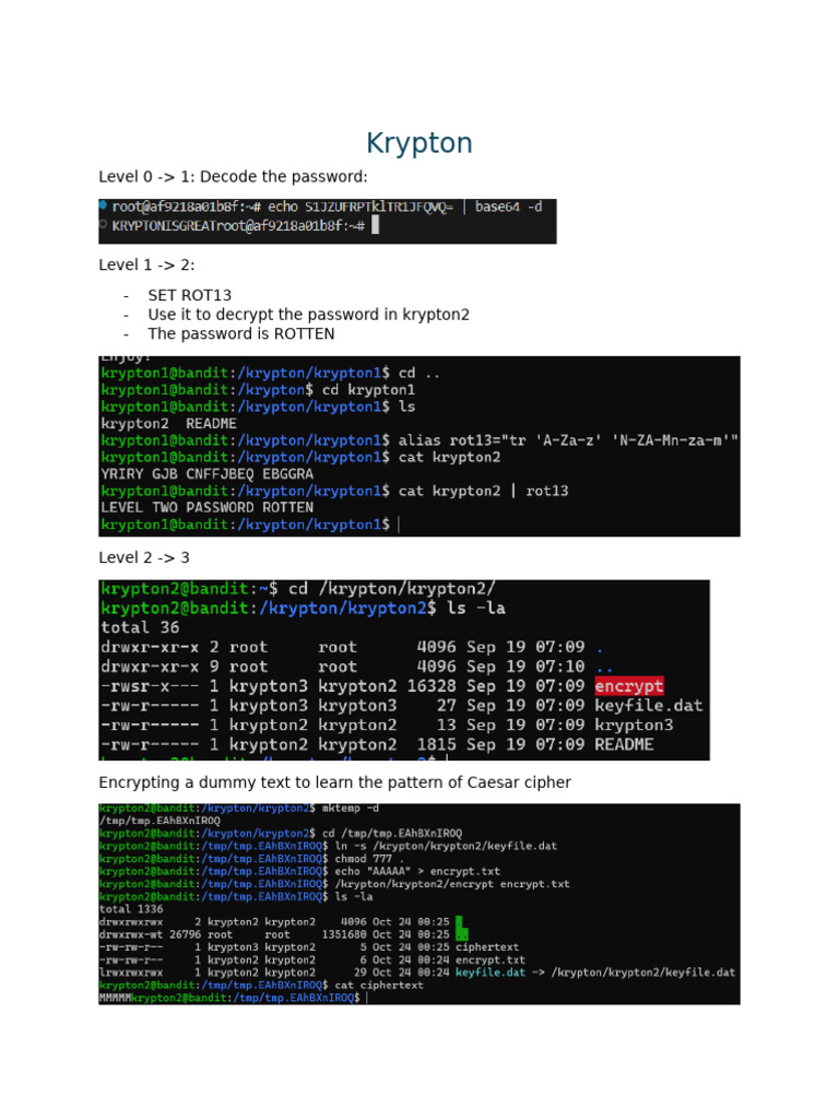 Krypton: Level 0 - 1: Decode The Password | PDF