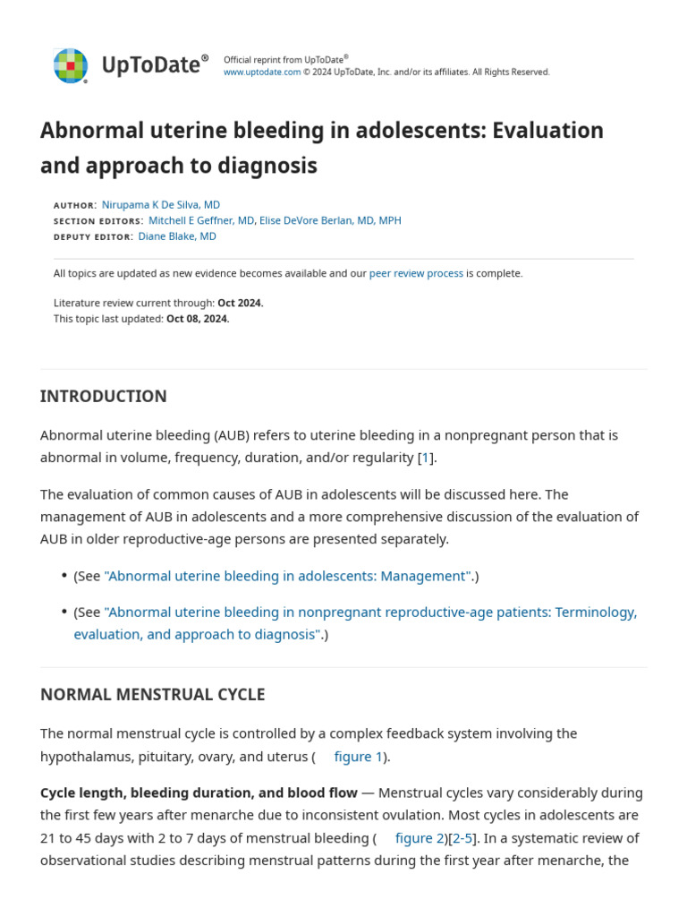 Adolescent Abnormal Uterine Bleeding Guide | PDF | Vagina | Women's Health