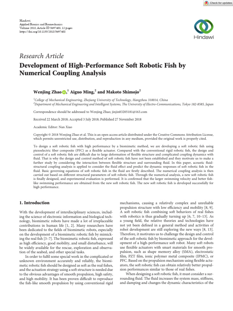 Applied Bionics and Biomechanics - 2018 - Zhao - Development of High ...