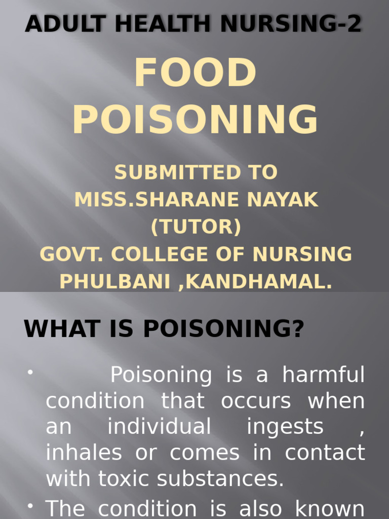 FOOD POISONING | PDF | Poison | Diarrhea