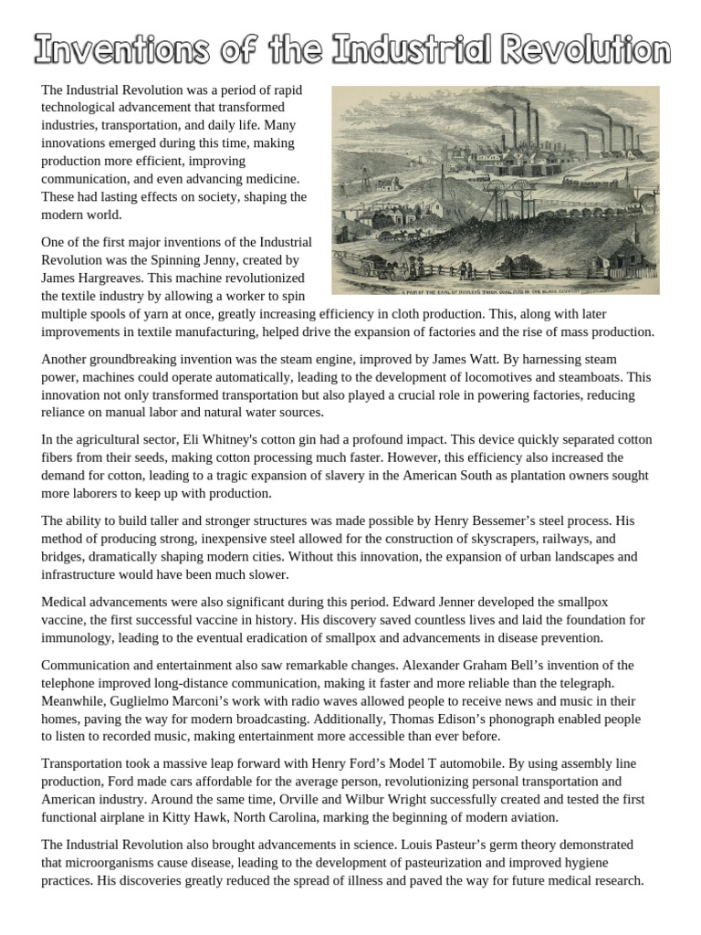 Inventions_Industrial_Revolution_Chart-_Student_Copy-AP_Version | PDF ...