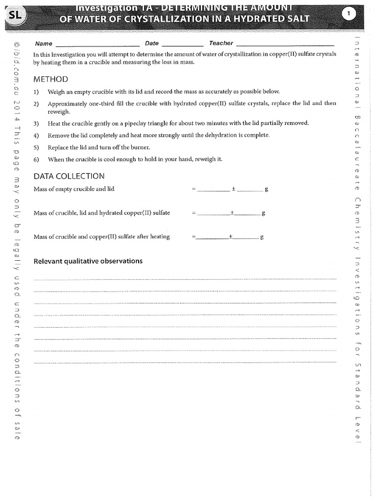 Water of Crystallization | PDF