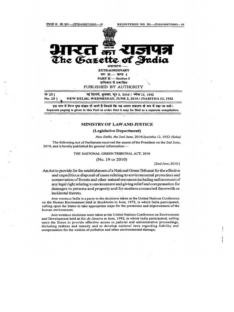National Green Tribunal Act, 2010 | PDF
