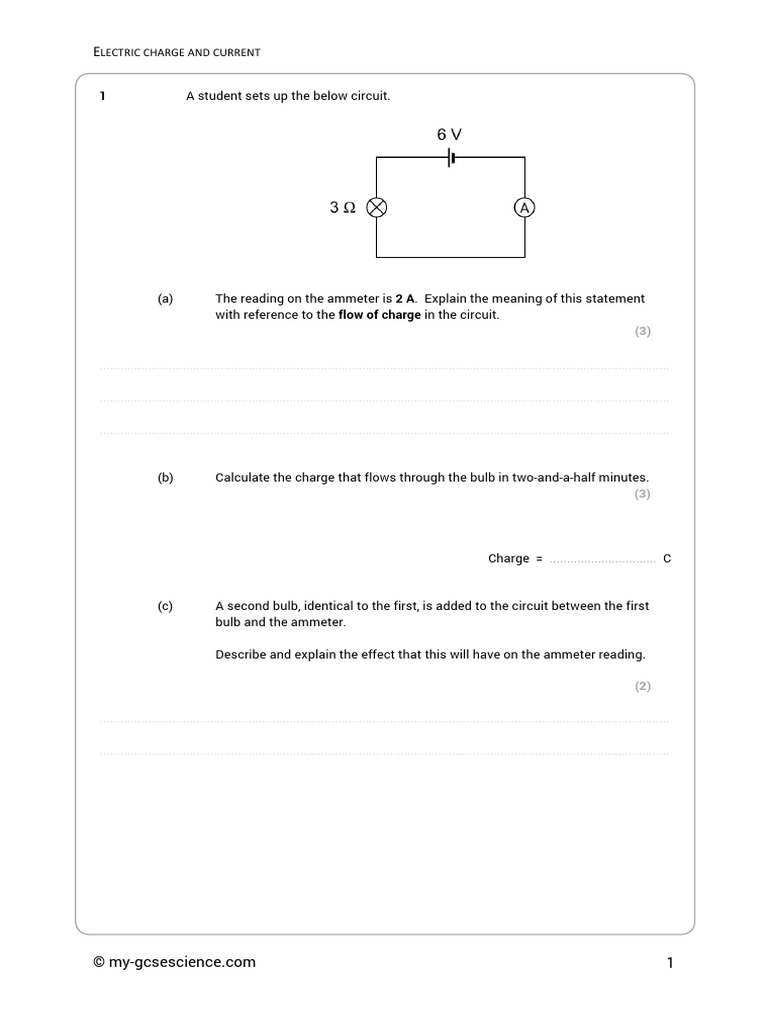 Electric Charge and Current Questions | PDF