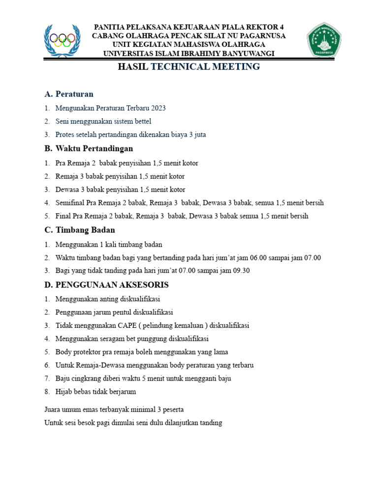 HASIL TECHNICAL MEETING | PDF