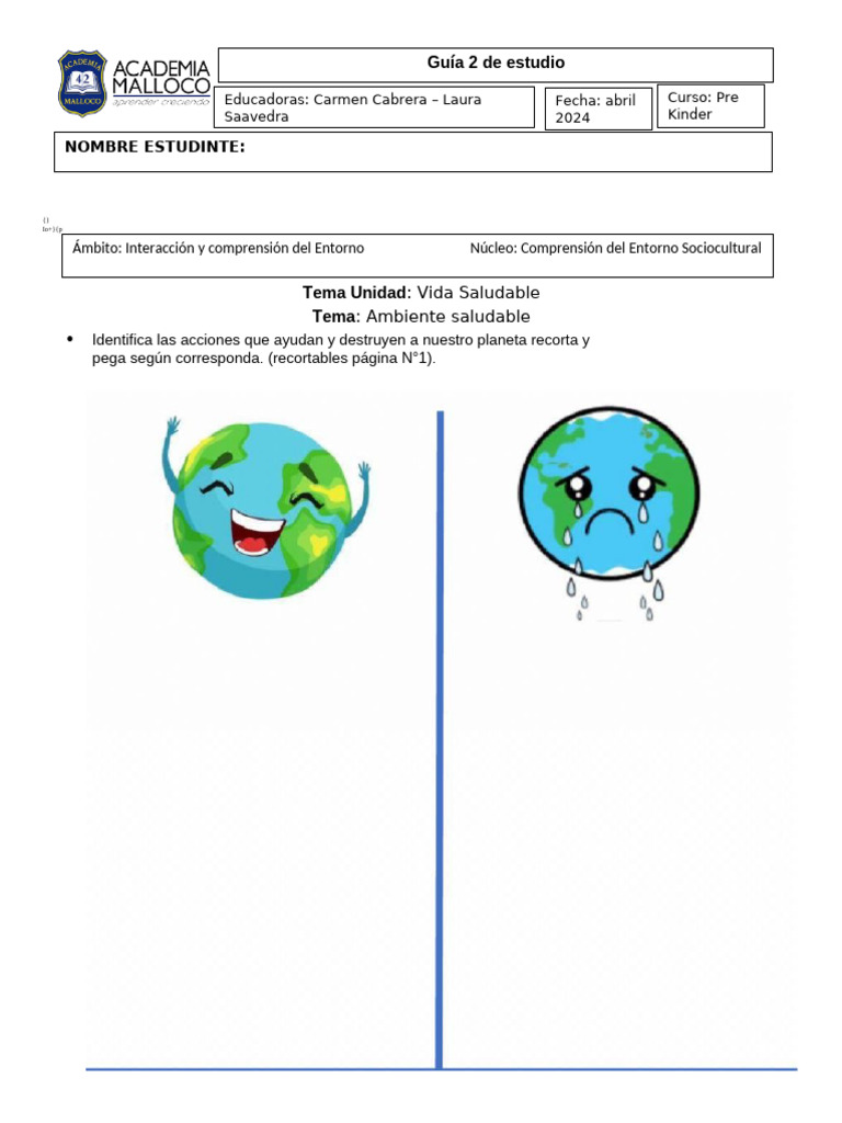 Guia Abril Pre-Kinder 2024 | PDF | Educación de la primera infancia