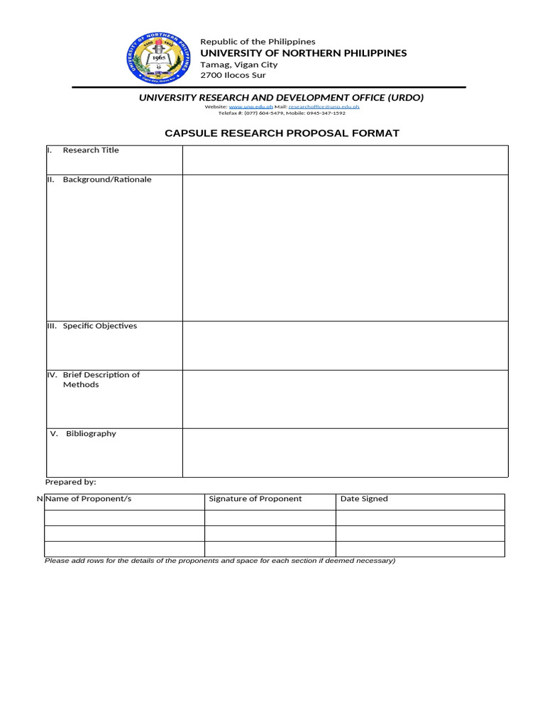 Capsule Research Proposal Format | PDF