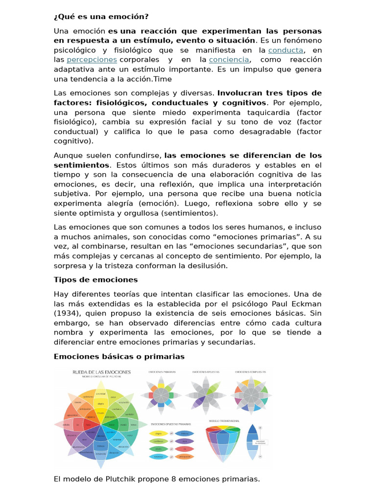 Tipos y Funciones de las Emociones | PDF | Las emociones | Expresión facial