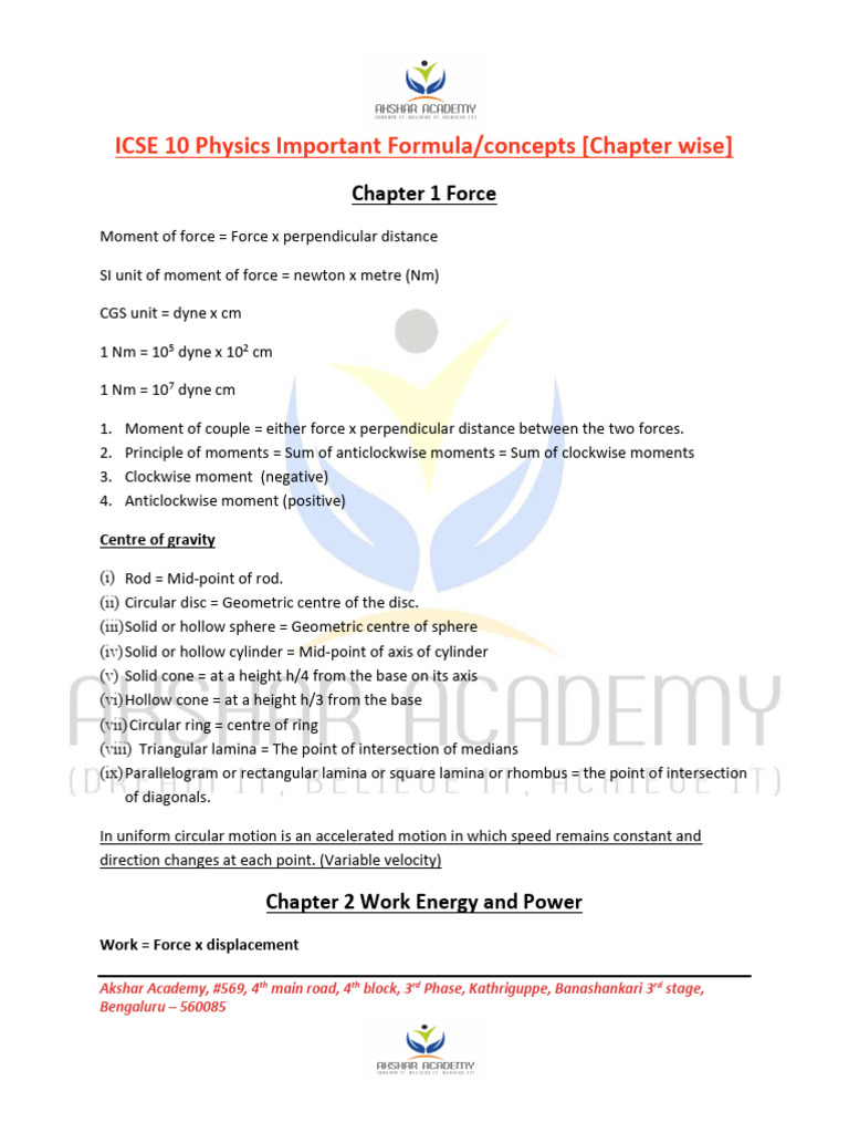 ICSE 10 Maths Physics Formula and Concepts (Synopsis) PDF | PDF | Isotope | Transformer