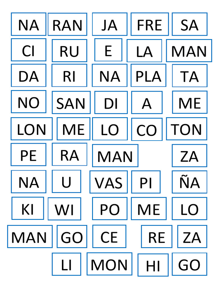 Silabas - Categrorias | PDF | Fruta | Frutas comestibles