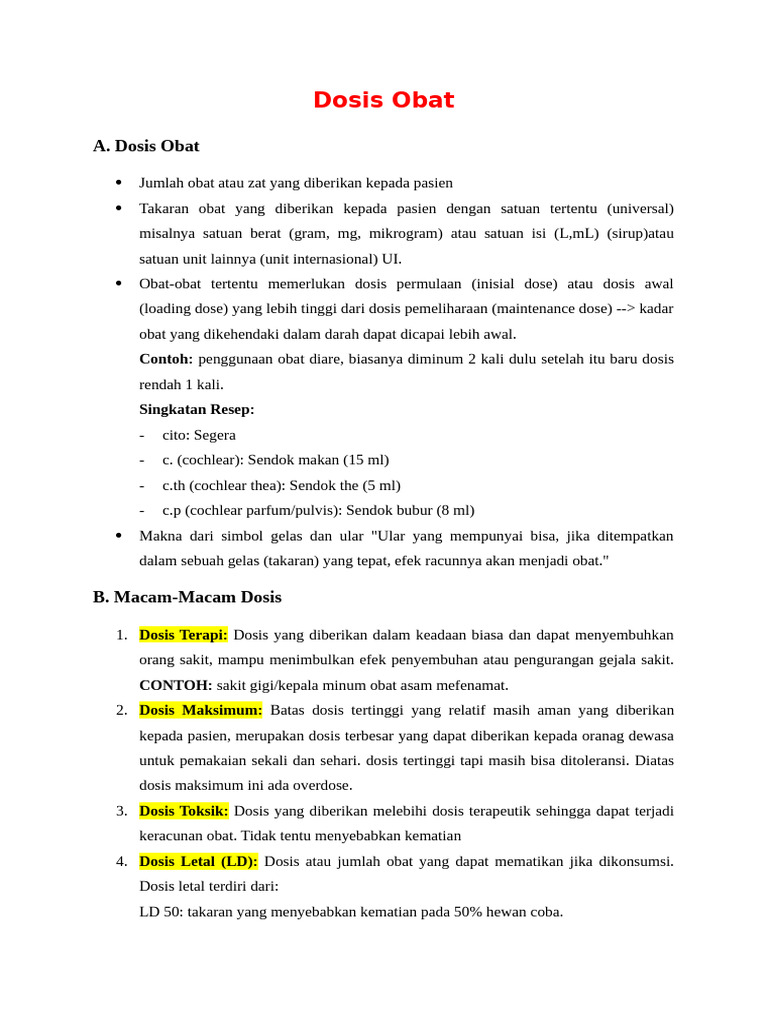 Dosis Obat | PDF