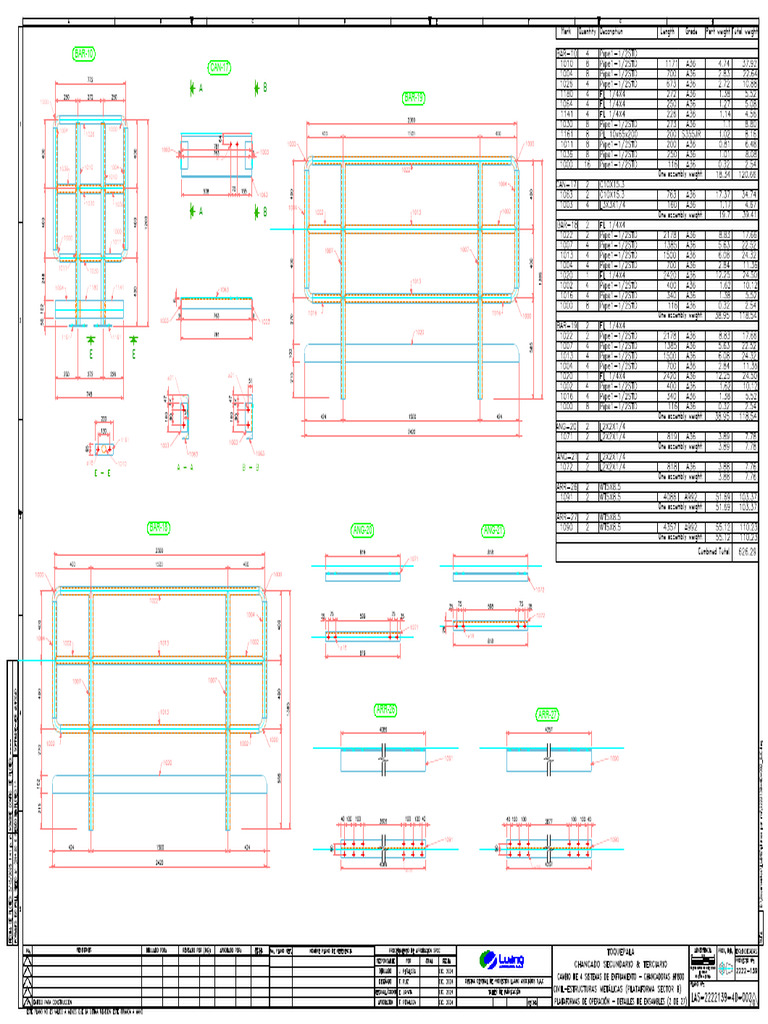 BAR-10 CAN-17: Mark Quantity Part Weight Total Weight Length ...