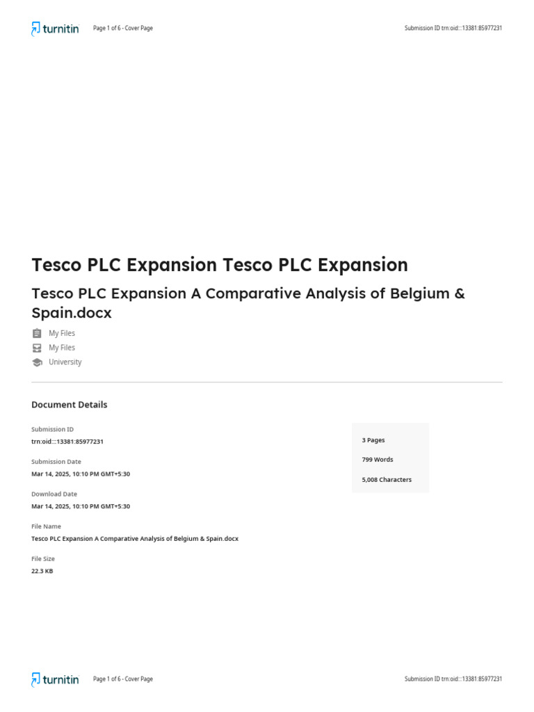 Tesco Expansion: Belgium vs. Spain Analysis | PDF | Labour Economics ...
