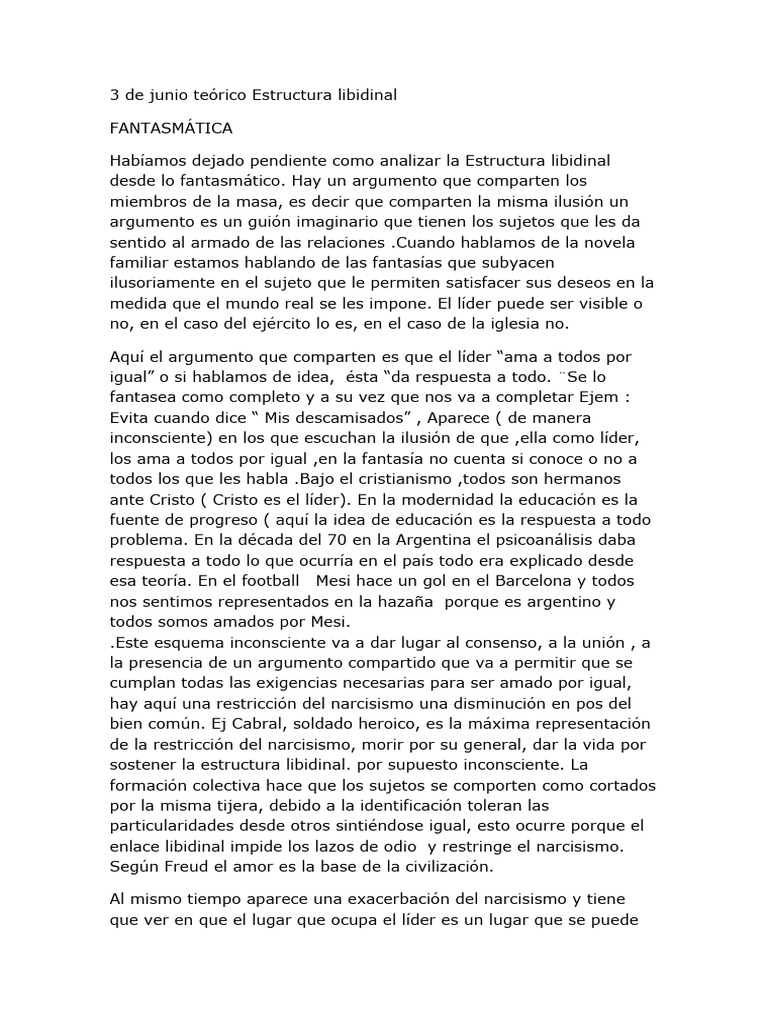 Estructura Libidinal y Fantasías Colectivas | PDF | Mente inconsciente ...