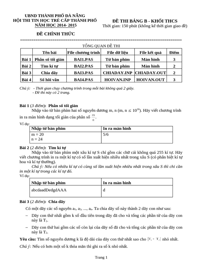 De Thi Tin Hoc Tre | PDF