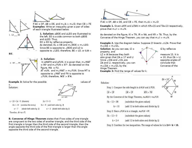 Lecture Application of Inequalities in One Triangle Two Triangles | PDF ...