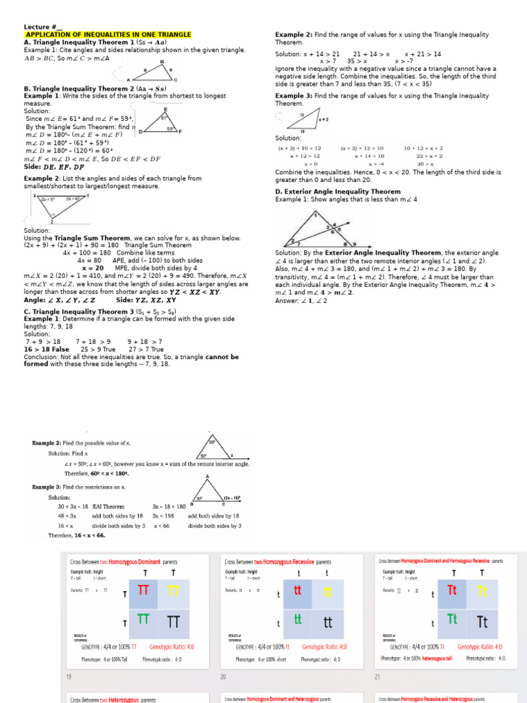 Lecture Application of Inequalities in One Triangle Two Triangles 2 ...