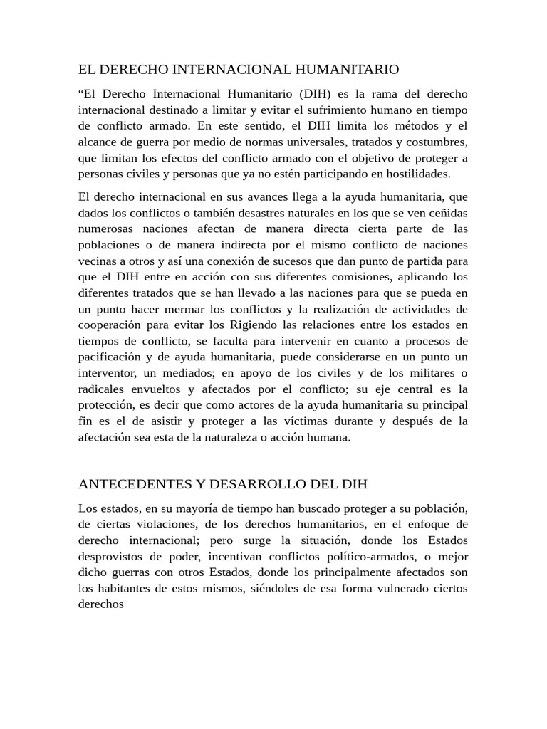Tema Viii. El Derecho Internacional Humanitario | PDF | Ley humanitaria ...