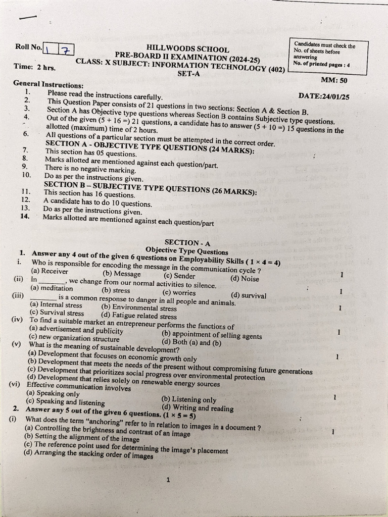 Pre Board 2 (One Set of Sets) | PDF