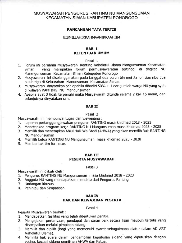 02 - Materi Musyran Tata Tertib Musyawarah Ranting | PDF