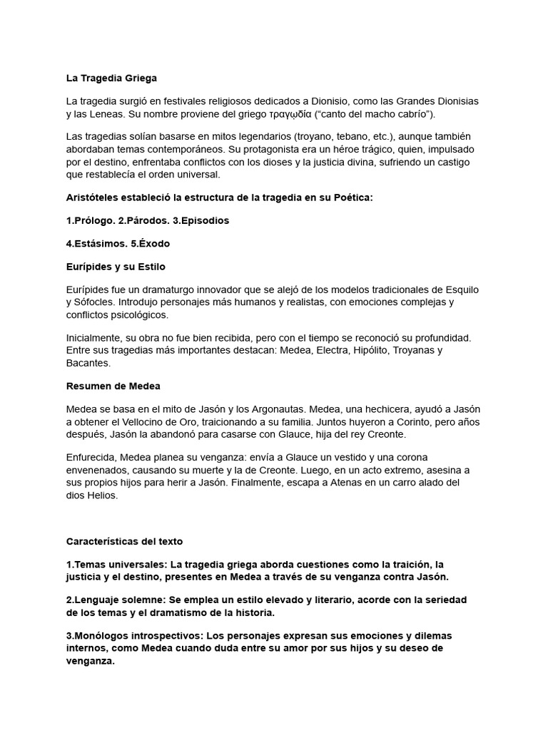 Tragedia Griega y Eurípides: Medea | PDF