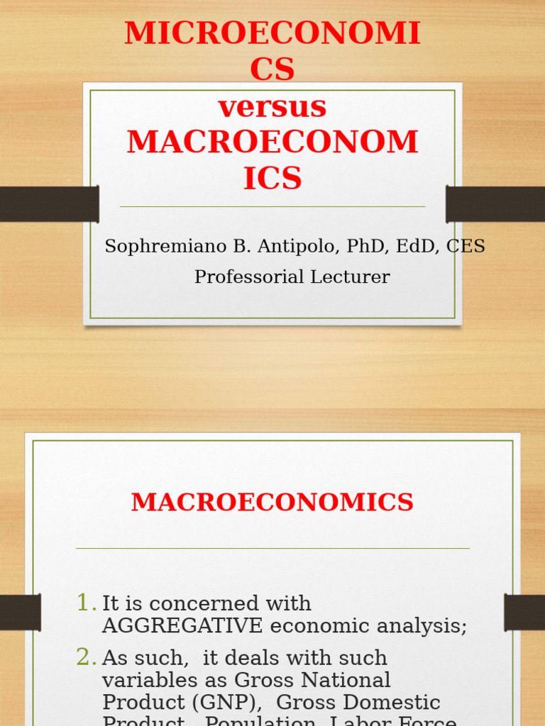 Microeconomics Vs Macroeconomics | PDF